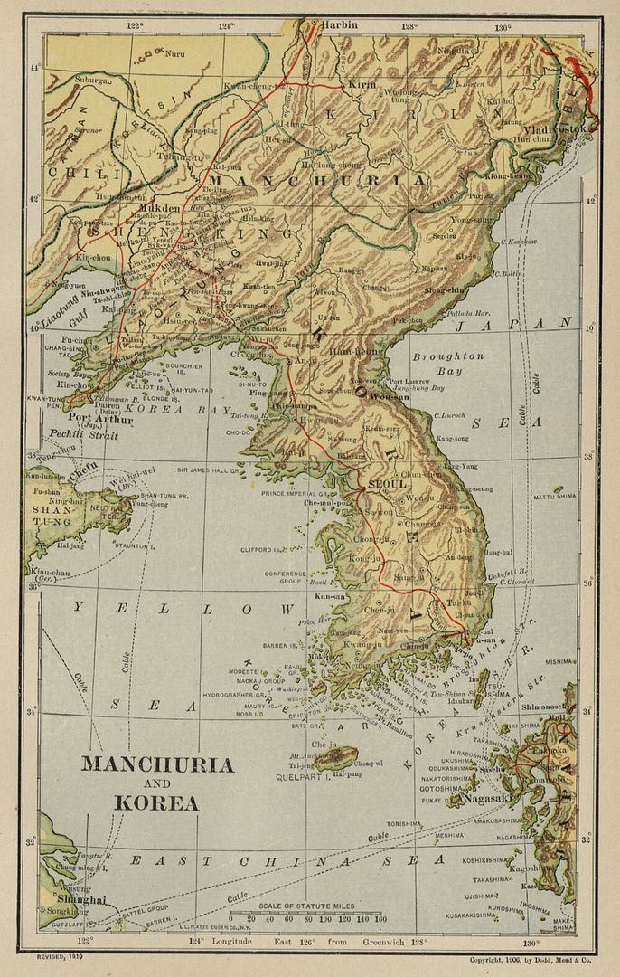 Manchuria & Korea (SMALL) Map: Authentic 1906 (Dated) Cities, Ports ...
